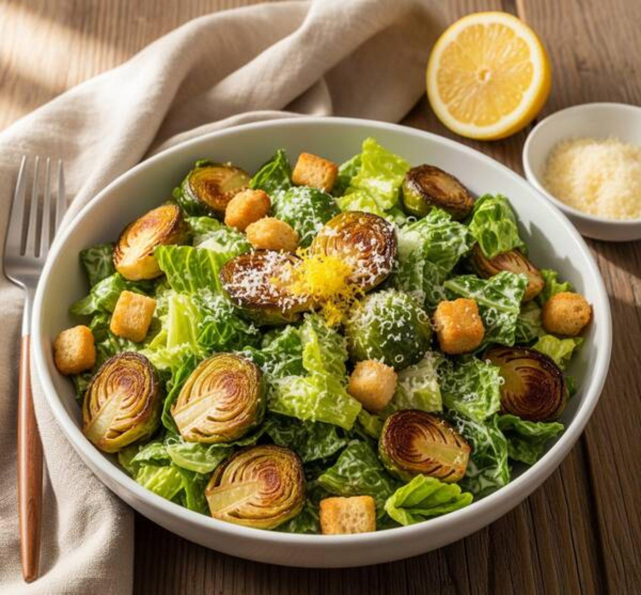 Low Sodium Roasted Brussels Sprouts Caesar Salad – A DASH Diet Win ...